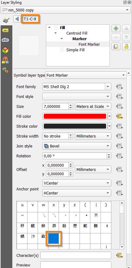 Data defined override centroid fill marker font characters don't appear in the Layout legend ...