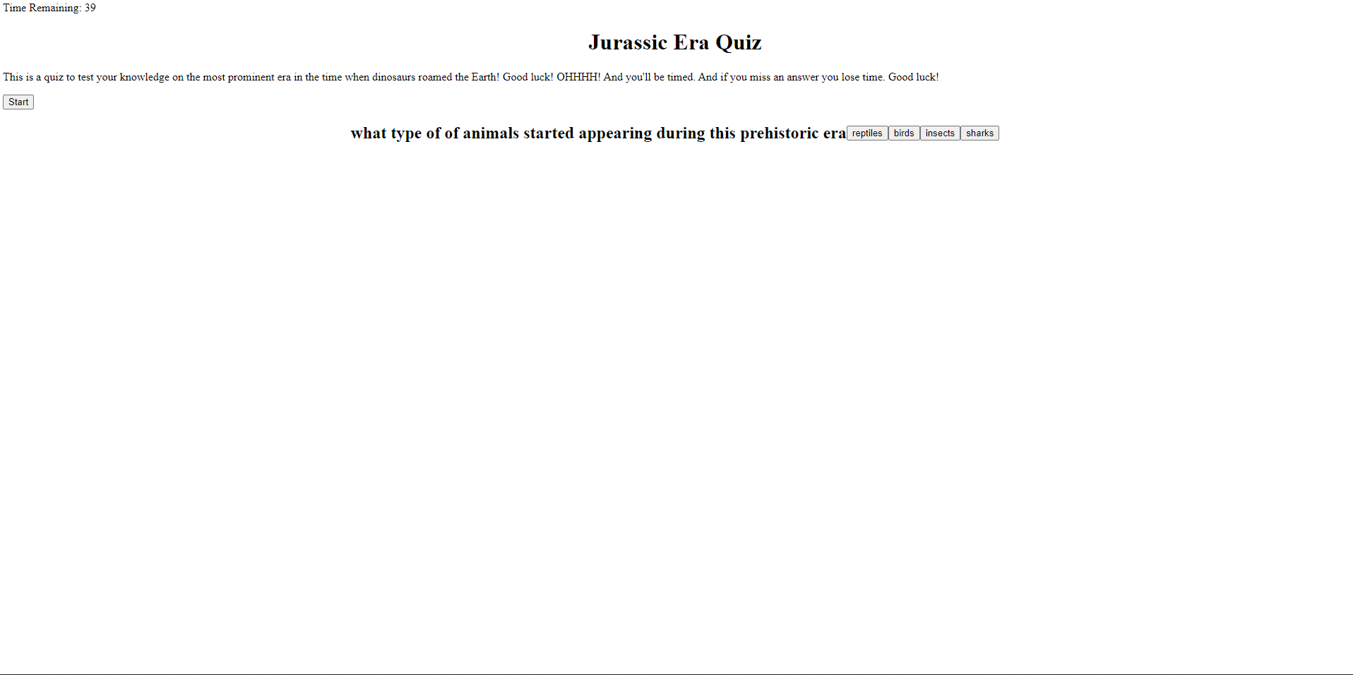 GitHub - michaelhill4/JurassicCodeQuiz