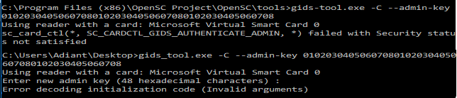 OpenSC gids-tool cannot perform mutual authentication with Admin Key to certain GIDS cards (e.g ...