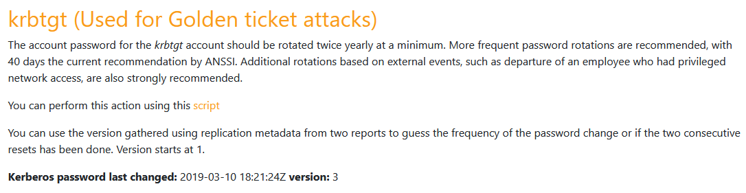Inconsistency in krbtgt password rotation check · Issue #48 · netwrix/pingcastle · GitHub