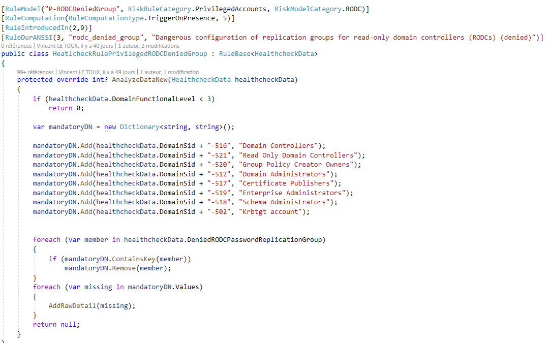 Rule about "RODC Denied Group" has false positives · Issue #53 · vletoux/pingcastle · GitHub