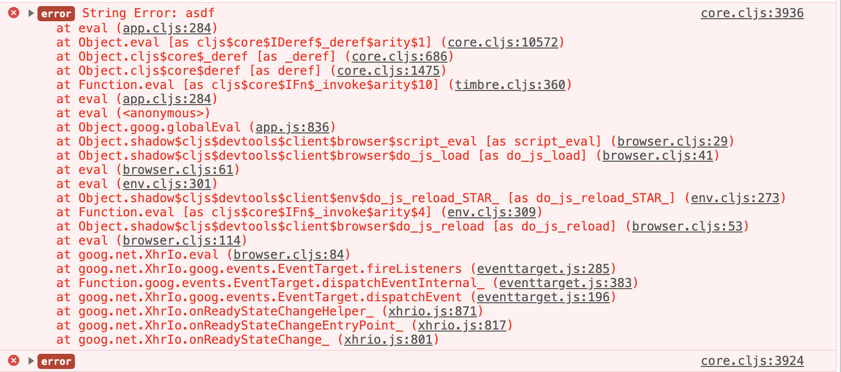 CLJS: taoensso.timbre/error prints nothing if first arg is exception · Issue #307 · taoensso ...