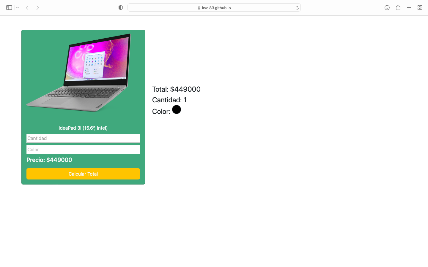GitHub - kvel83/tarjetaProducto: Desarrollo de tarjeta de producto con total, color y cantidad ...