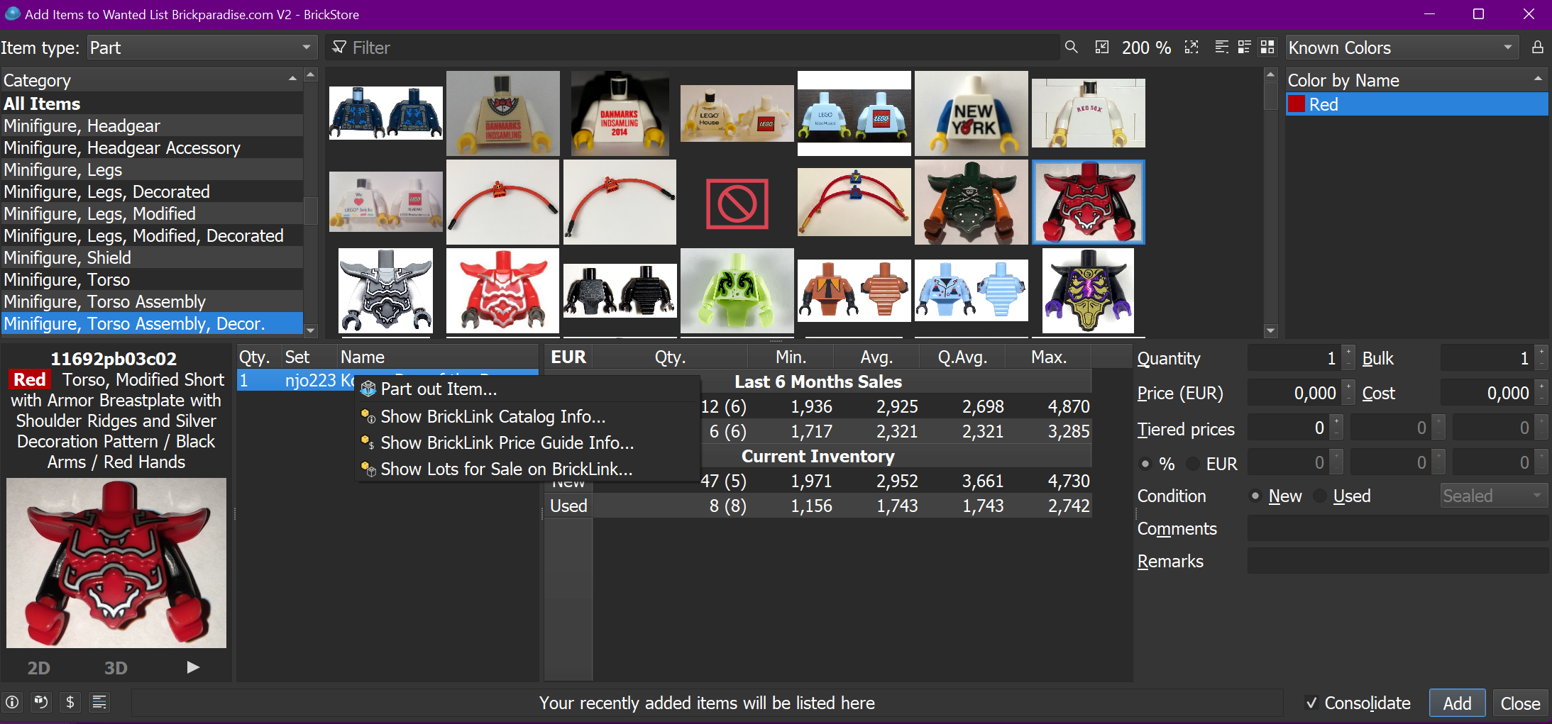 Suggestion Add Add Item To The Appears In Widgets Issue 530 Rgriebl brickstore GitHub
