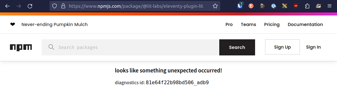11ty plugin unavailable via npm in browser or via cli (Cloudflare error) · Issue #4347 · lit/lit ...