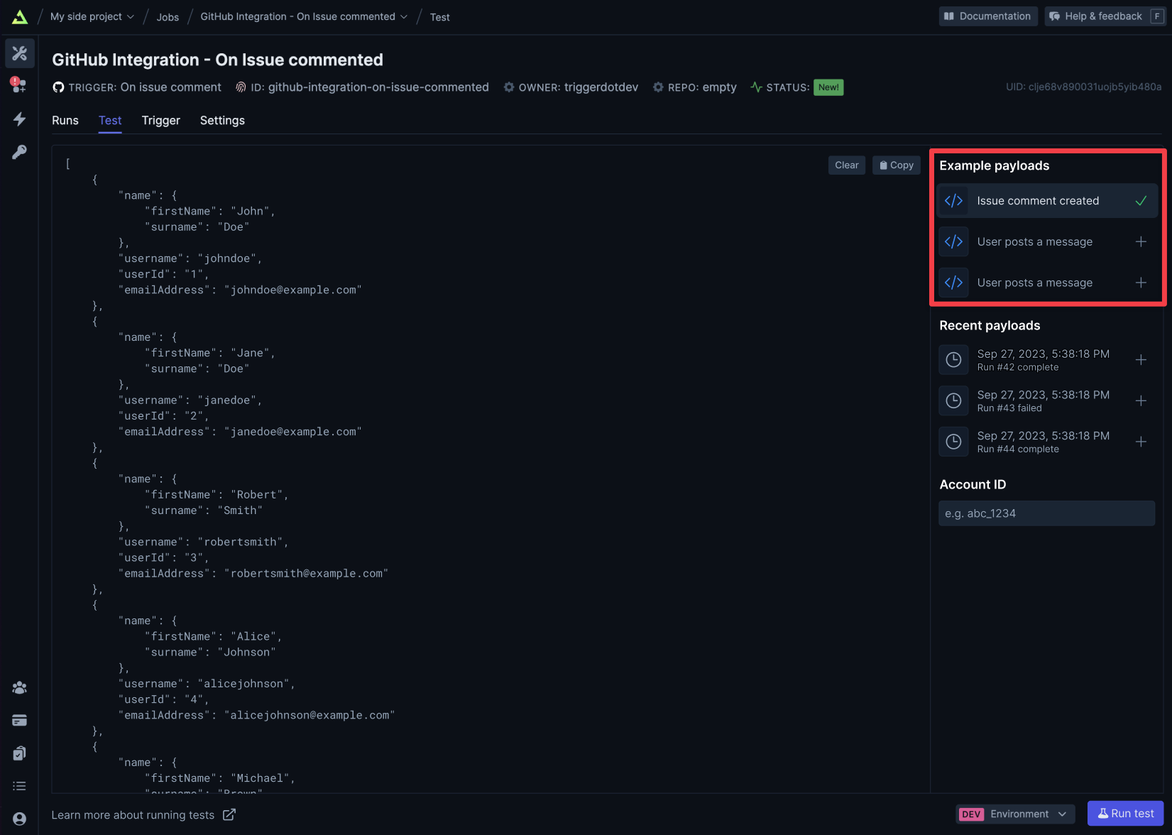 [tri 1352] Add Documentation For Eventtrigger Examples Option · Issue 534 · Triggerdotdev