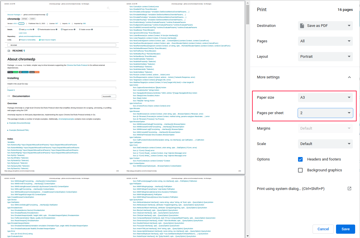 How to print to PDF with paper size A3 and 2 pages per sheet? · Issue #1301 · chromedp/chromedp ...
