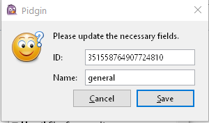 Cannot access the channel log from Pidgin's UI. · Issue #296 · EionRobb/purple-discord · GitHub