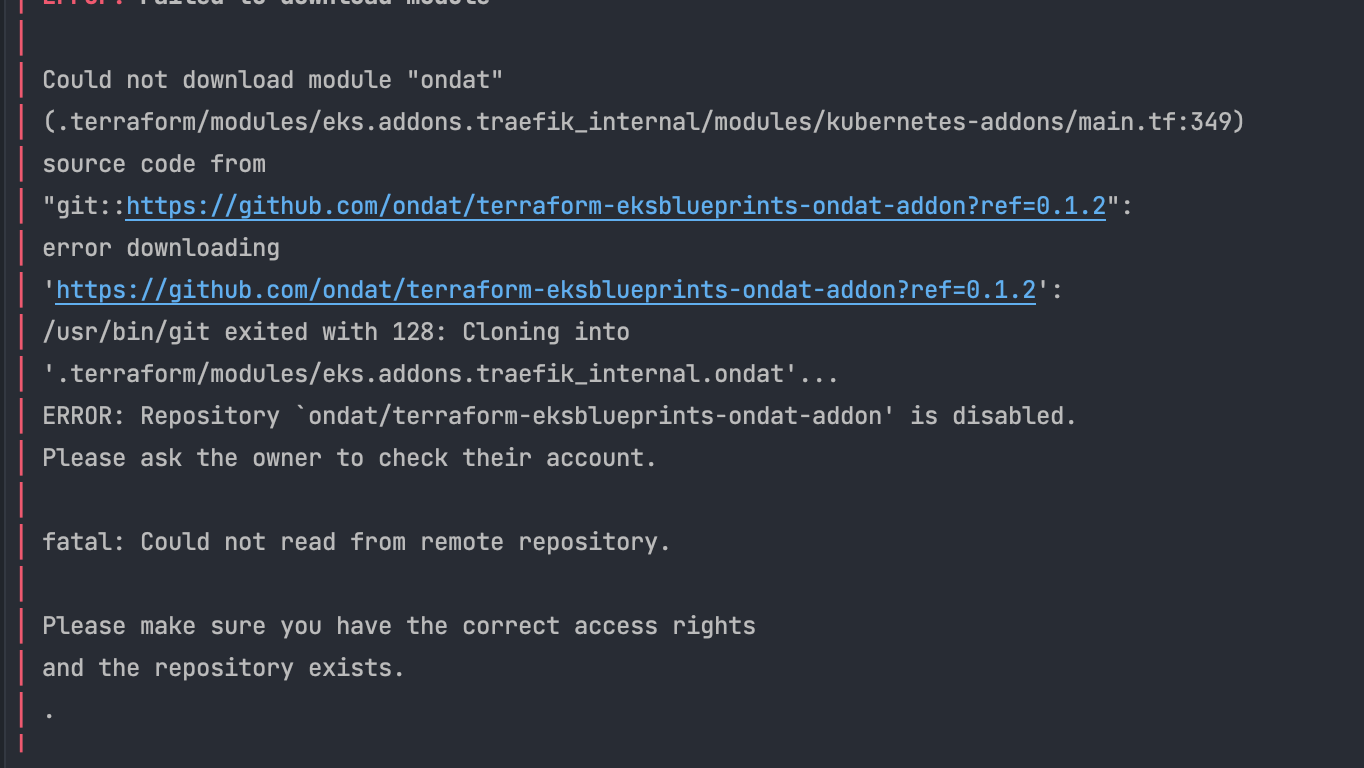 Dependency on "ondat" addon which is apparently in "migration mode" breaks terraform init ...