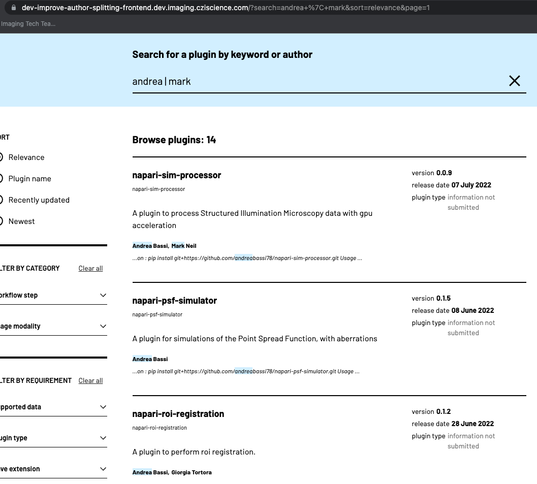 Searching for plugins by author names may error after #592 · Issue #604 · chanzuckerberg/napari ...