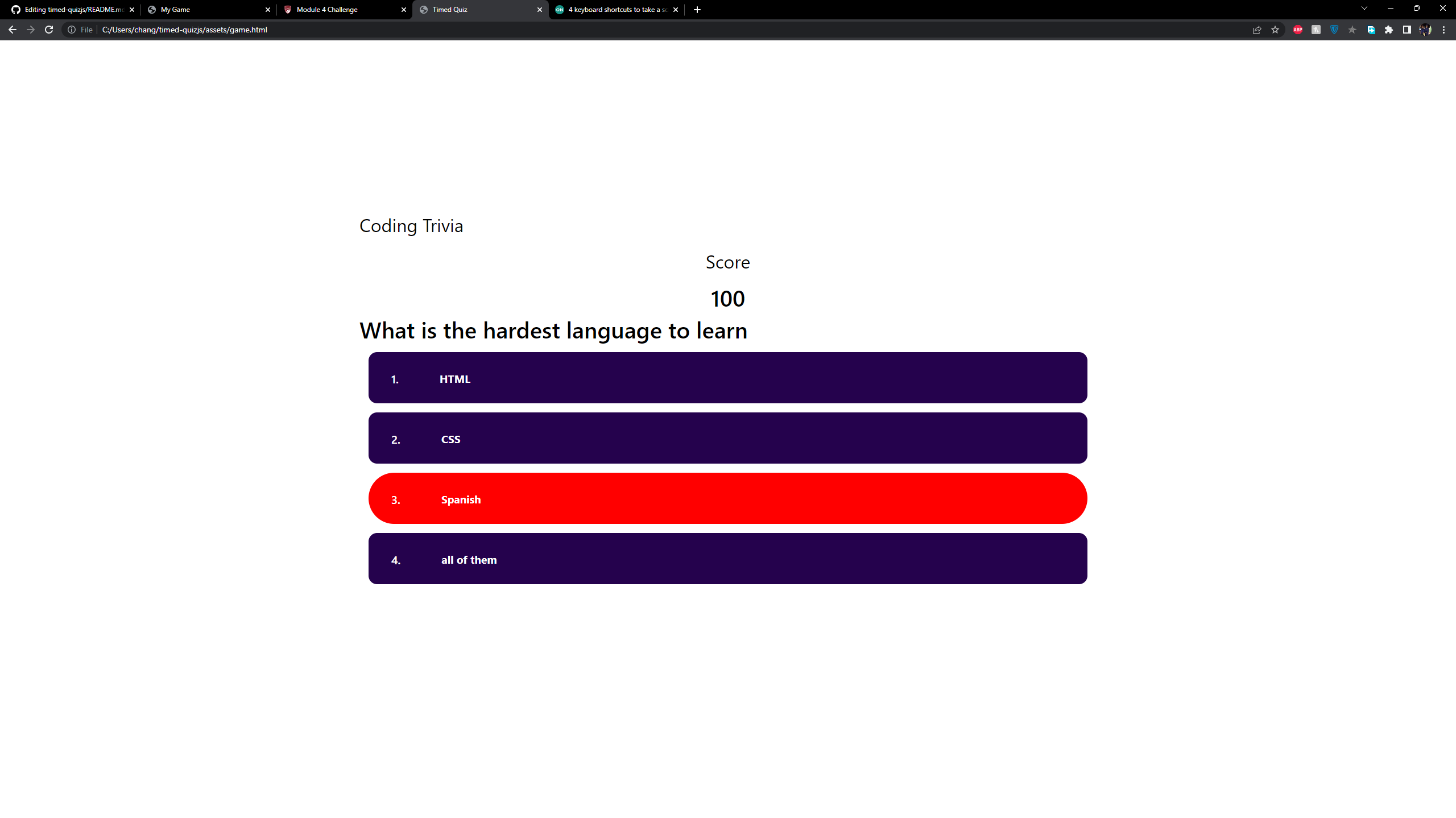GitHub - heavenlytrong/timed-quizjs: javascript and html based quiz game with functional ...
