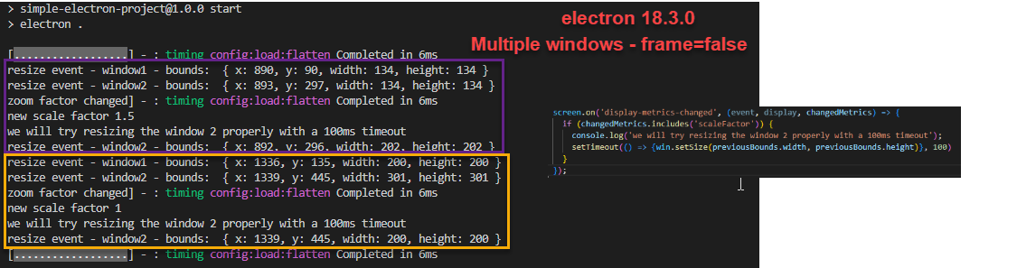 [Bug]: When changing monitor's scale factor while having multiple frameless windows, windows are ...