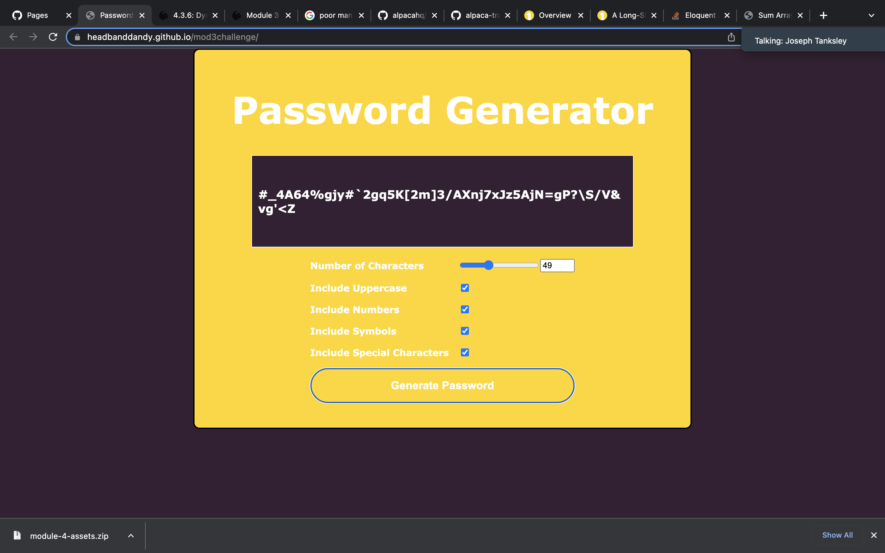GitHub - HeadbandDandy/mod3challenge: Password generator