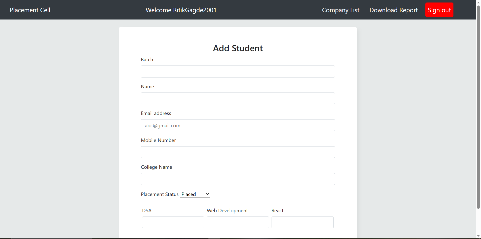 GitHub - 11sricharan/Placement_Management
