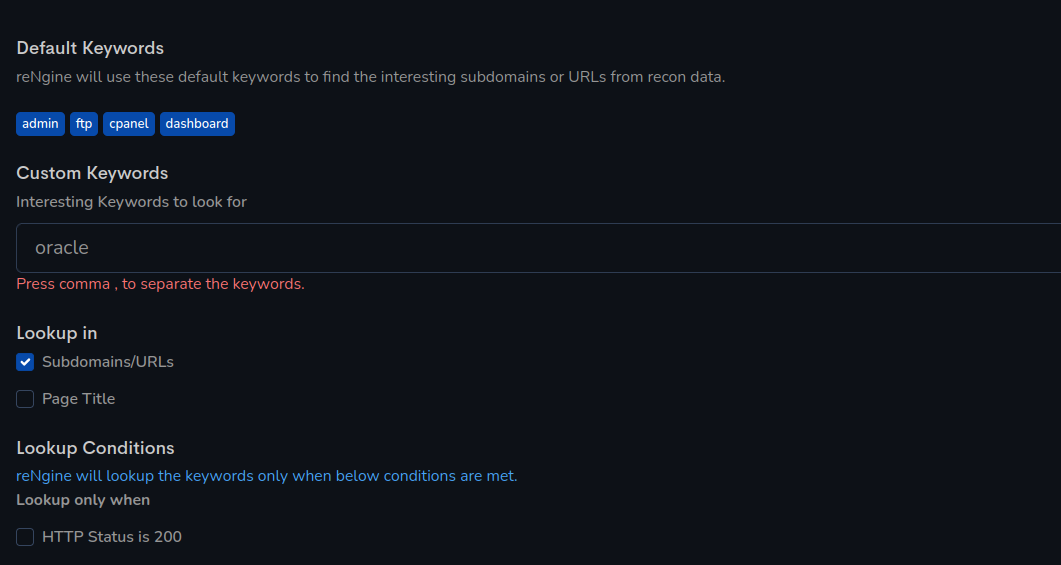 bug: Interesting Lookup do not accept new values · Issue #1027 · yogeshojha/rengine · GitHub