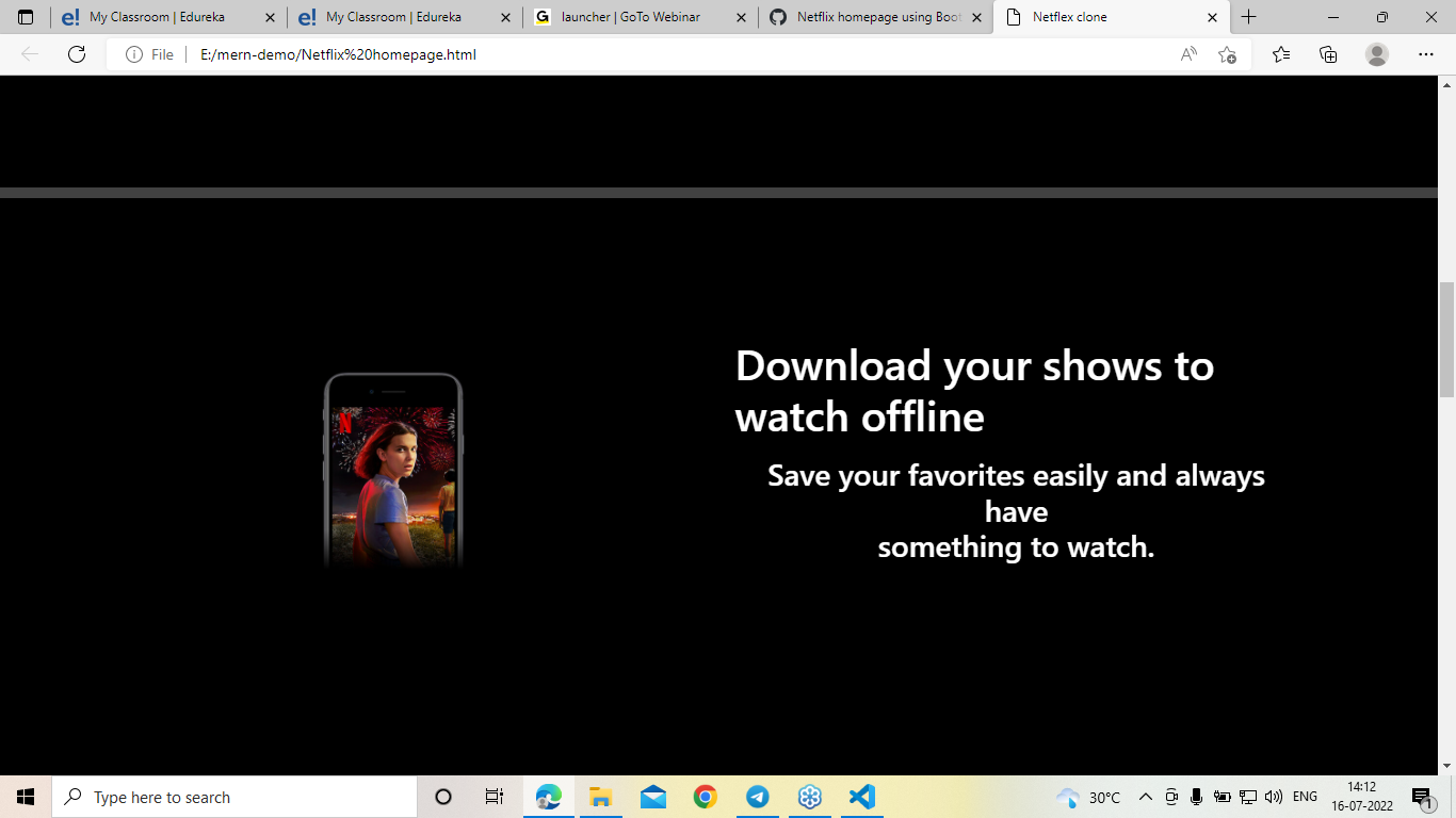 Project - Netflix homepage using Bootstrap. · akash-coded mern ...