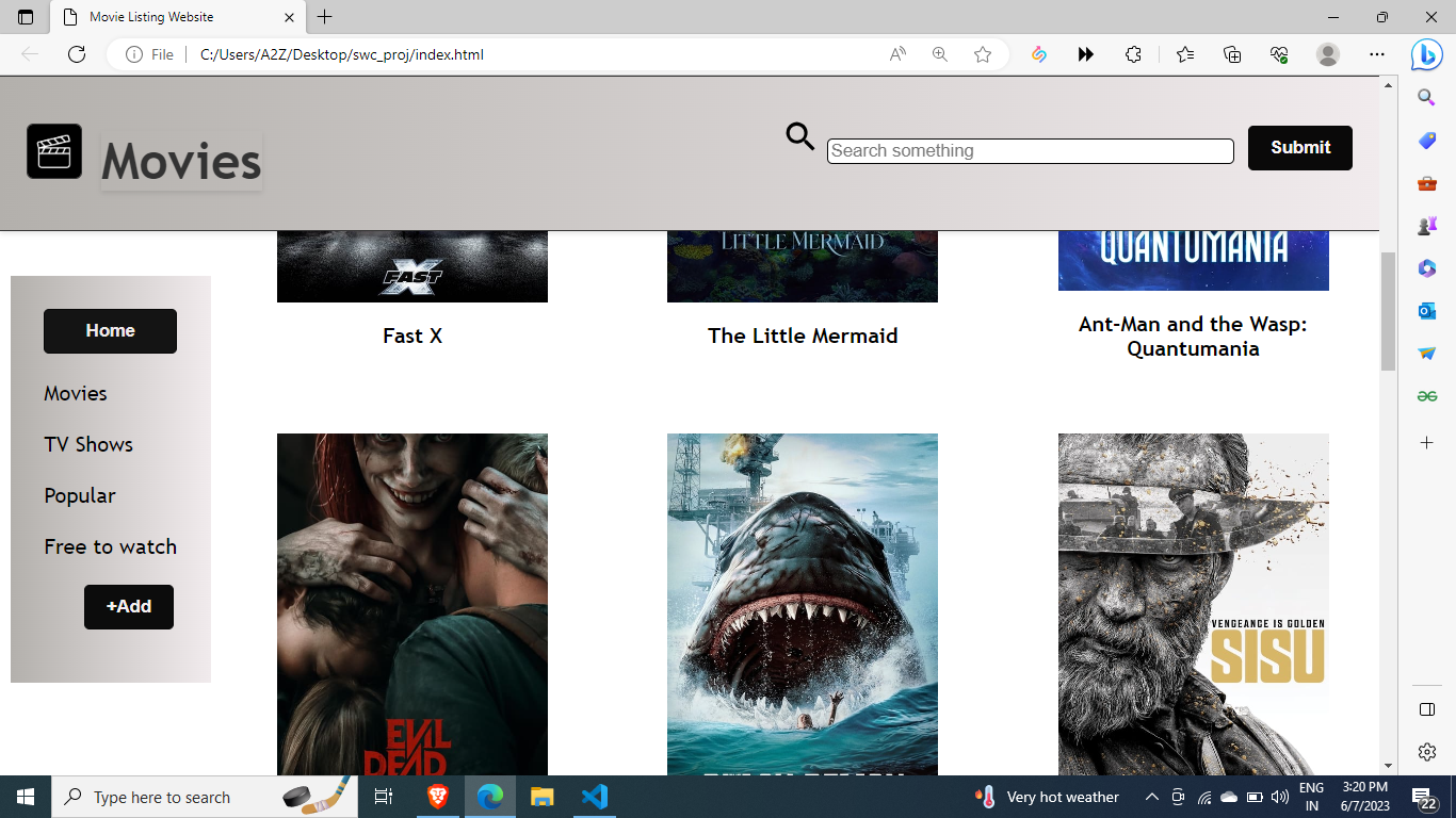 GitHub - DrishtiA/Movie-Listing-Site