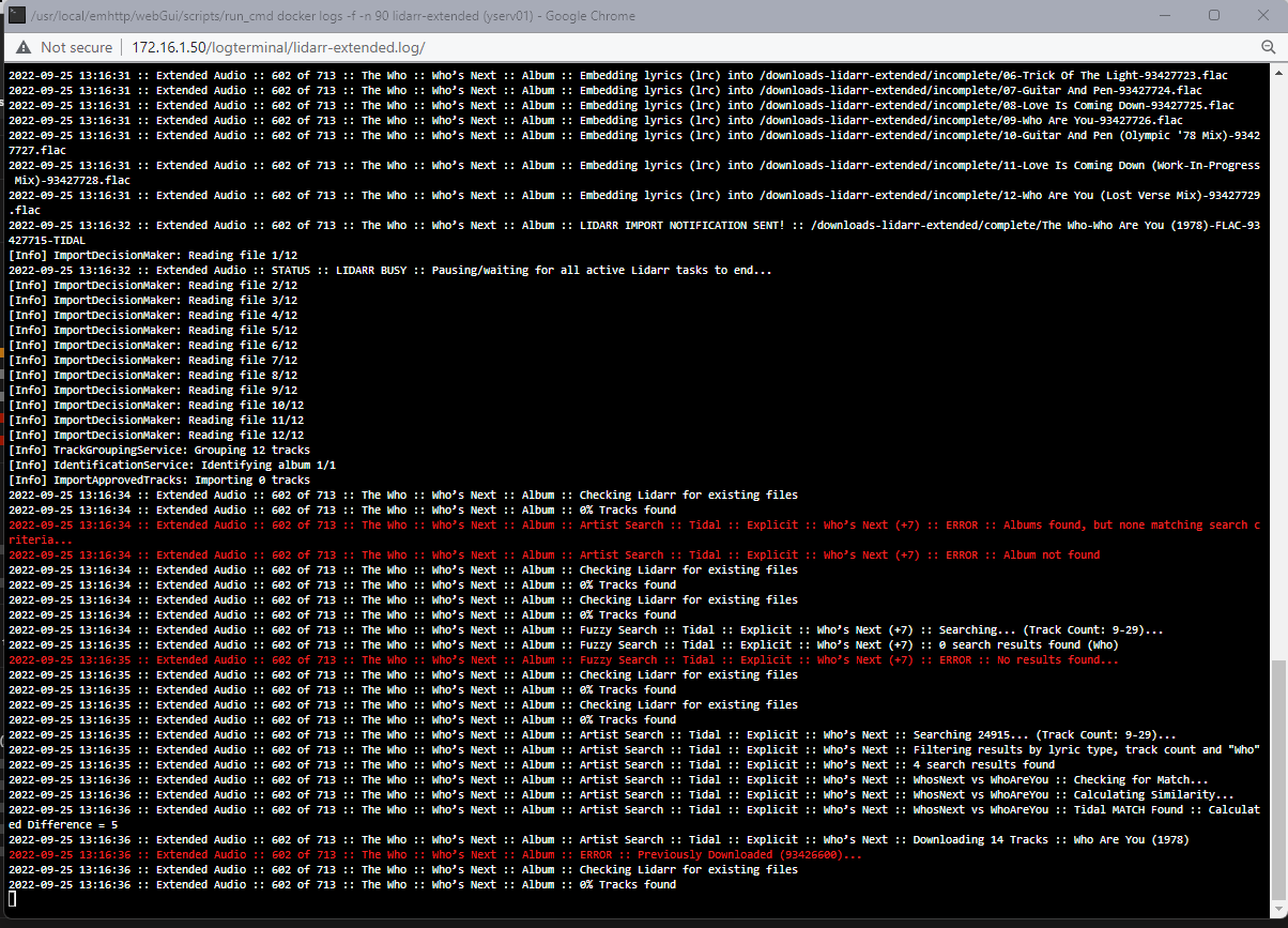 Tidal audio download hangs once "rescan folders" · Issue #70 · RandomNinjaAtk/docker-lidarr ...