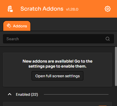 Message on popup when there are new addons · Issue #5073 · ScratchAddons/ScratchAddons · GitHub