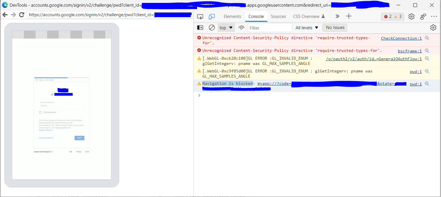 Cannot redirect back to my app after signing in in Google with ...