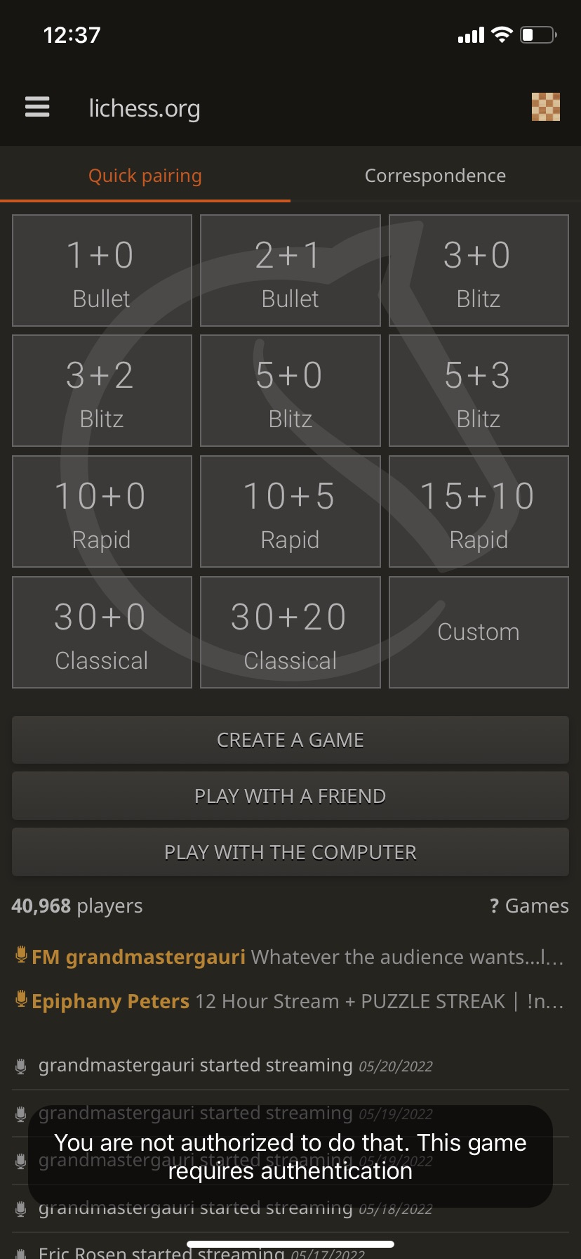 Authorization Error · Issue #2118 · lichess-org/lichobile · GitHub