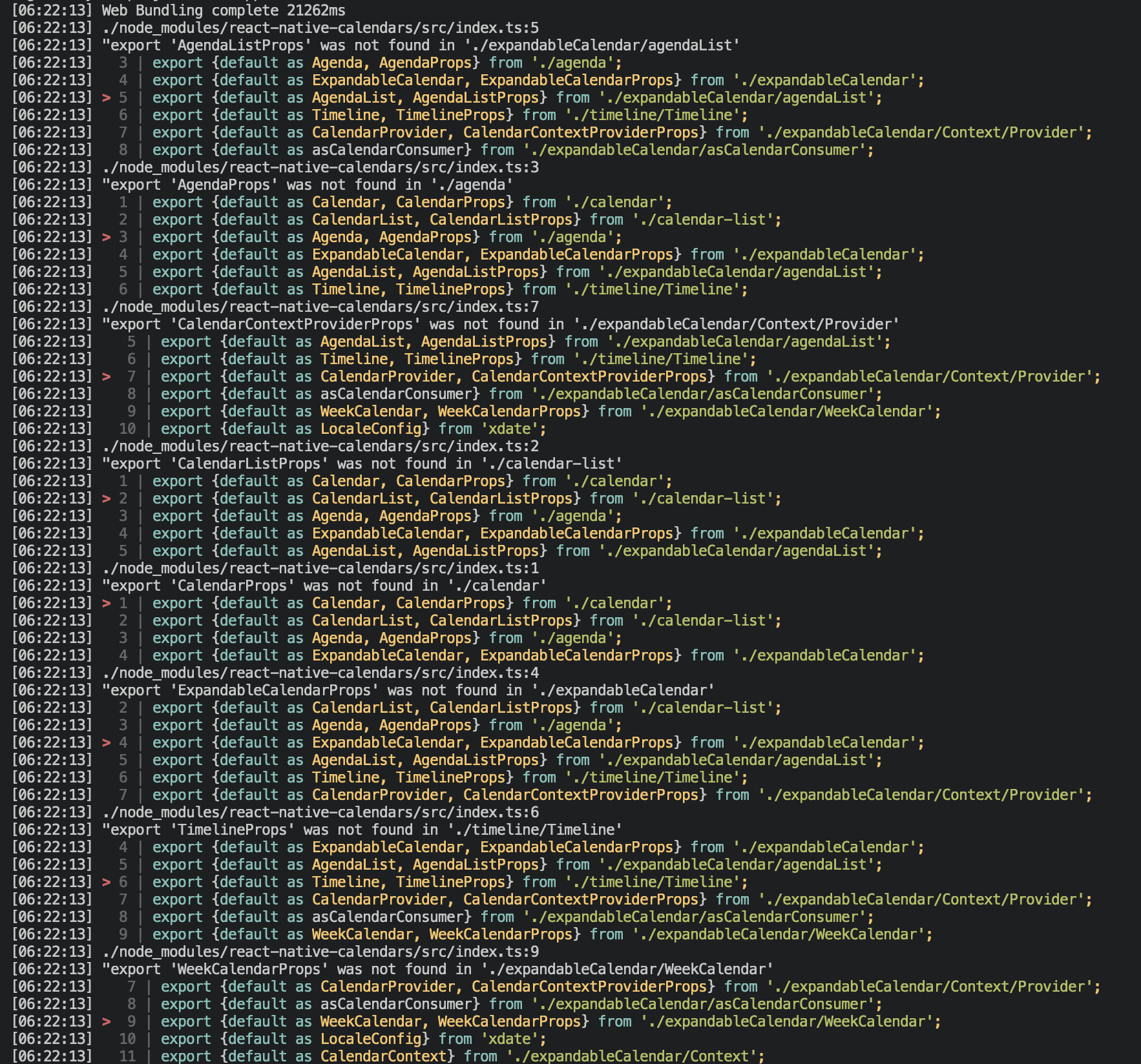 🔥🐞 Attempted import error: 'AgendaListProps' is not exported from ...
