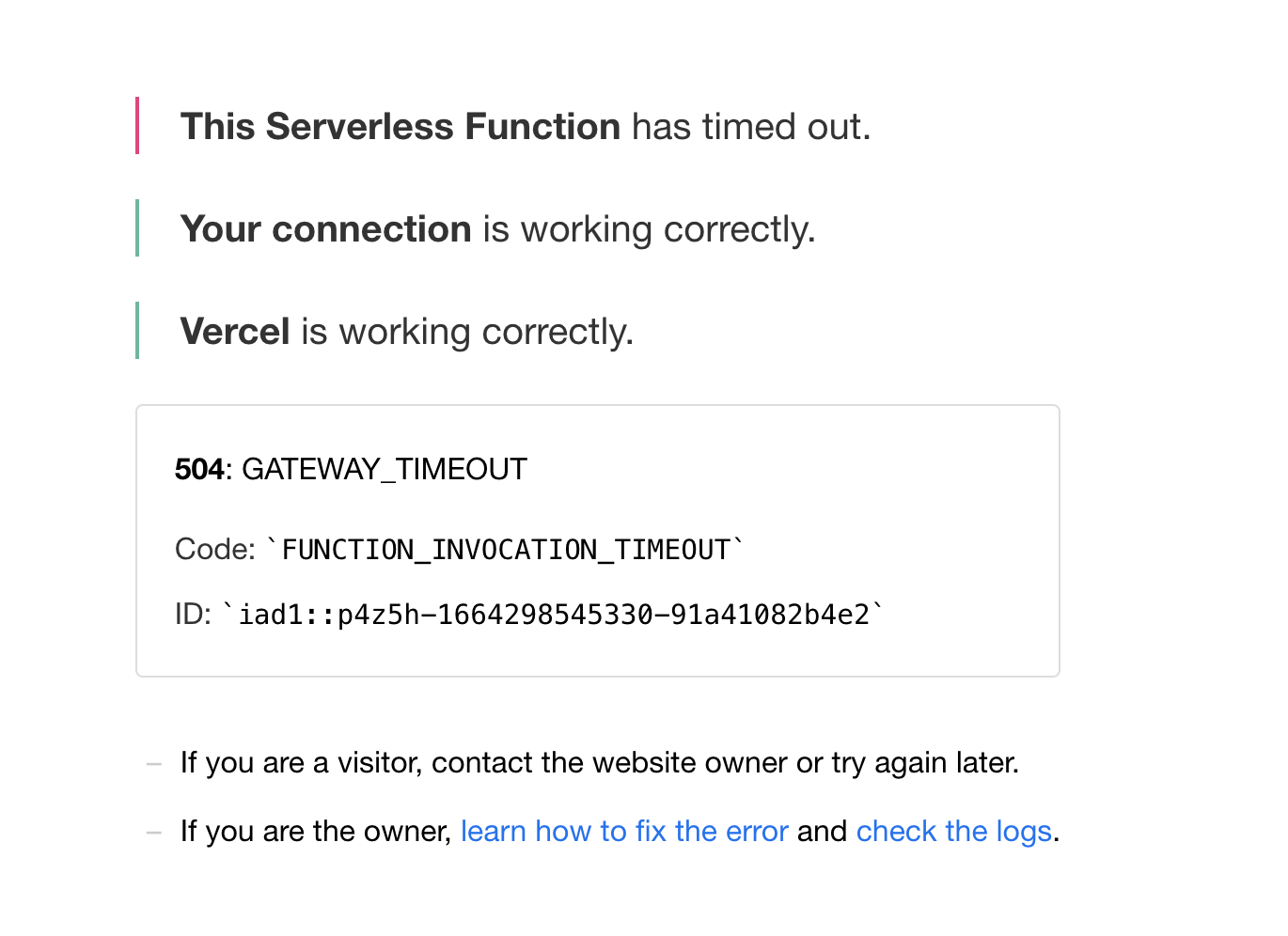 Using withPageAuthRequired for SSR pages causes 504 timeout on Vercel · Issue #831 · auth0 ...