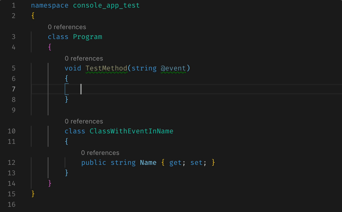 Intellisense and autocomplete use incorrect value for escaped C# keywords · Issue #3191 · dotnet ...