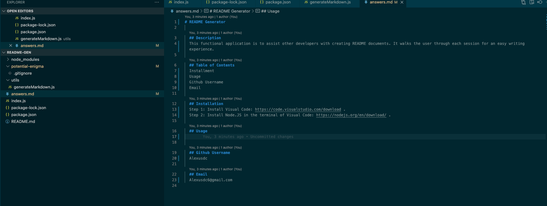 GitHub - Alexusdc/README-generator