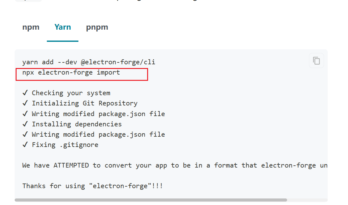 [Doc]: Wrong way to use electron-forge by yarn · Issue #420 · electron/website · GitHub