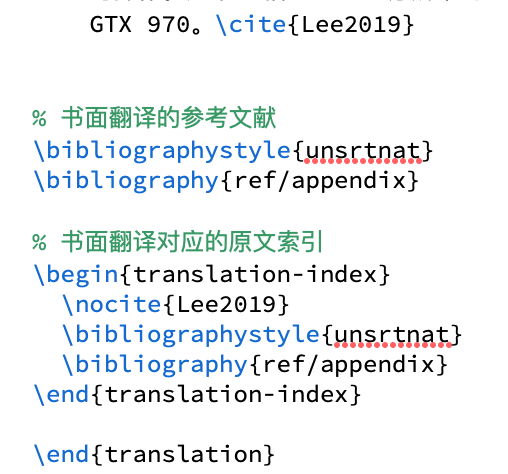 外文资料的书面翻译部分，“参考文献”和“原文索引”不显示。 · Issue #797 · tuna/thuthesis · GitHub