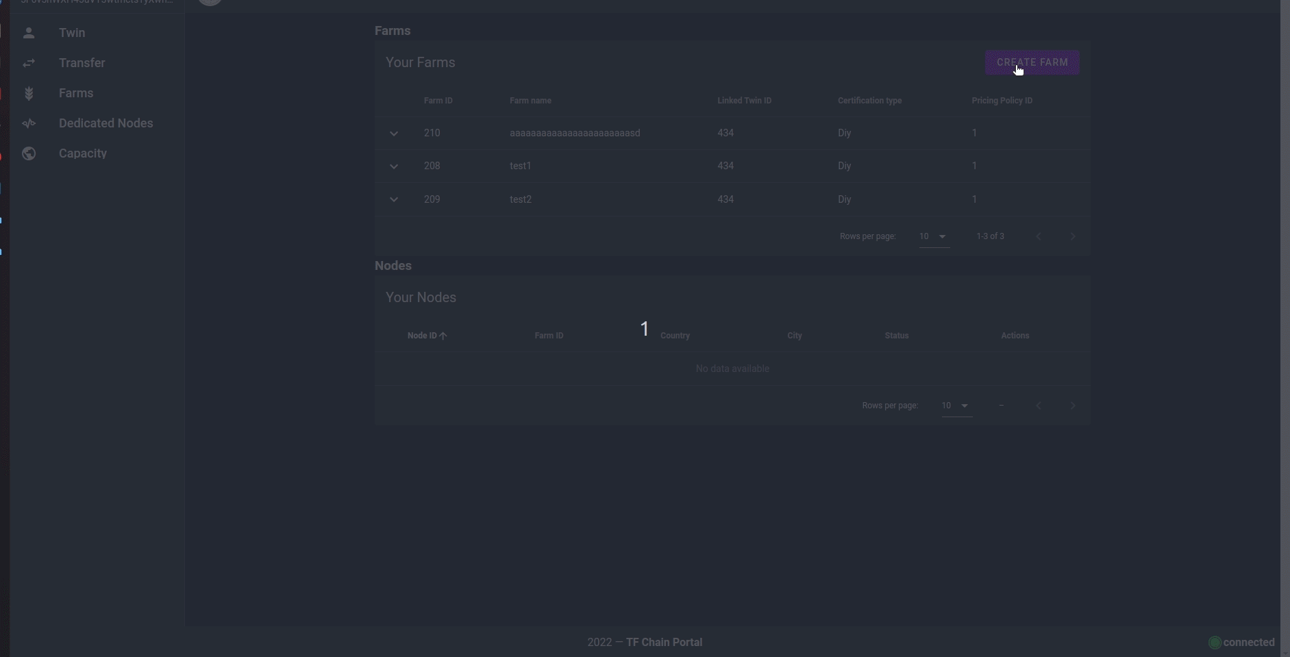 Add a clear error message if user entered an invalid number of characters in the input "Farm ...
