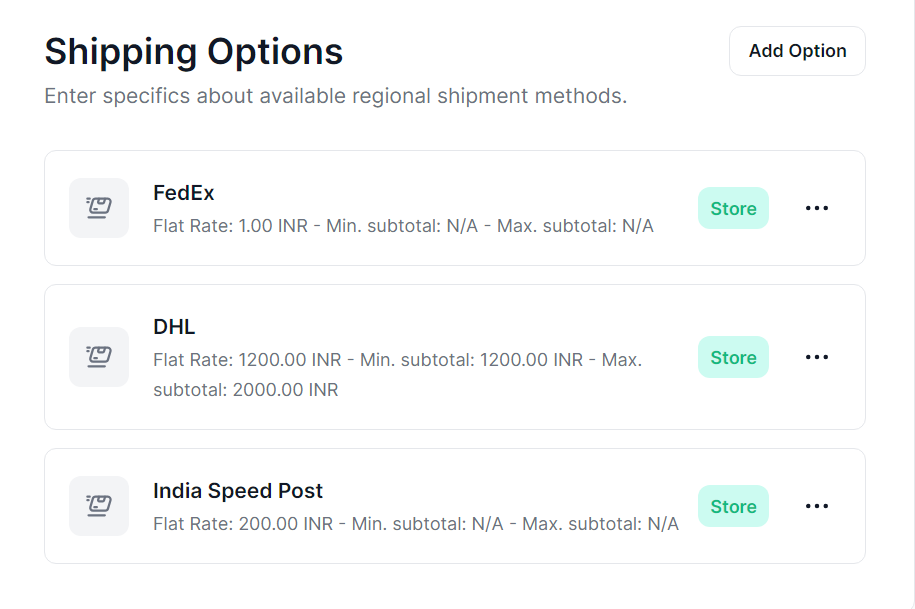 Not getting shipping option after I add min max subtotal · Issue #4671 · medusajs/medusa · GitHub