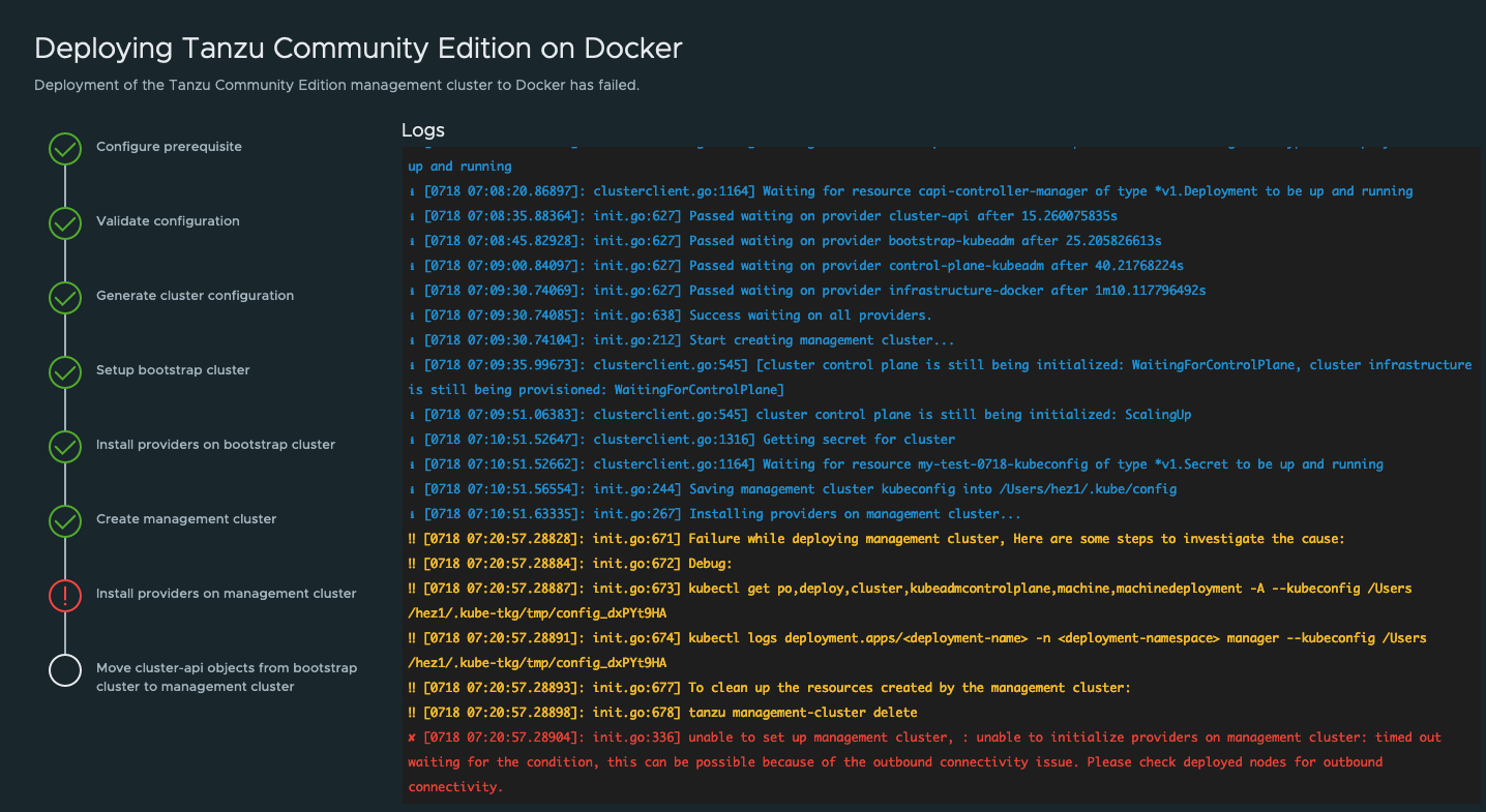 Unable to initialize providers on management cluster: · Issue #5078 · vmware-tanzu/community ...