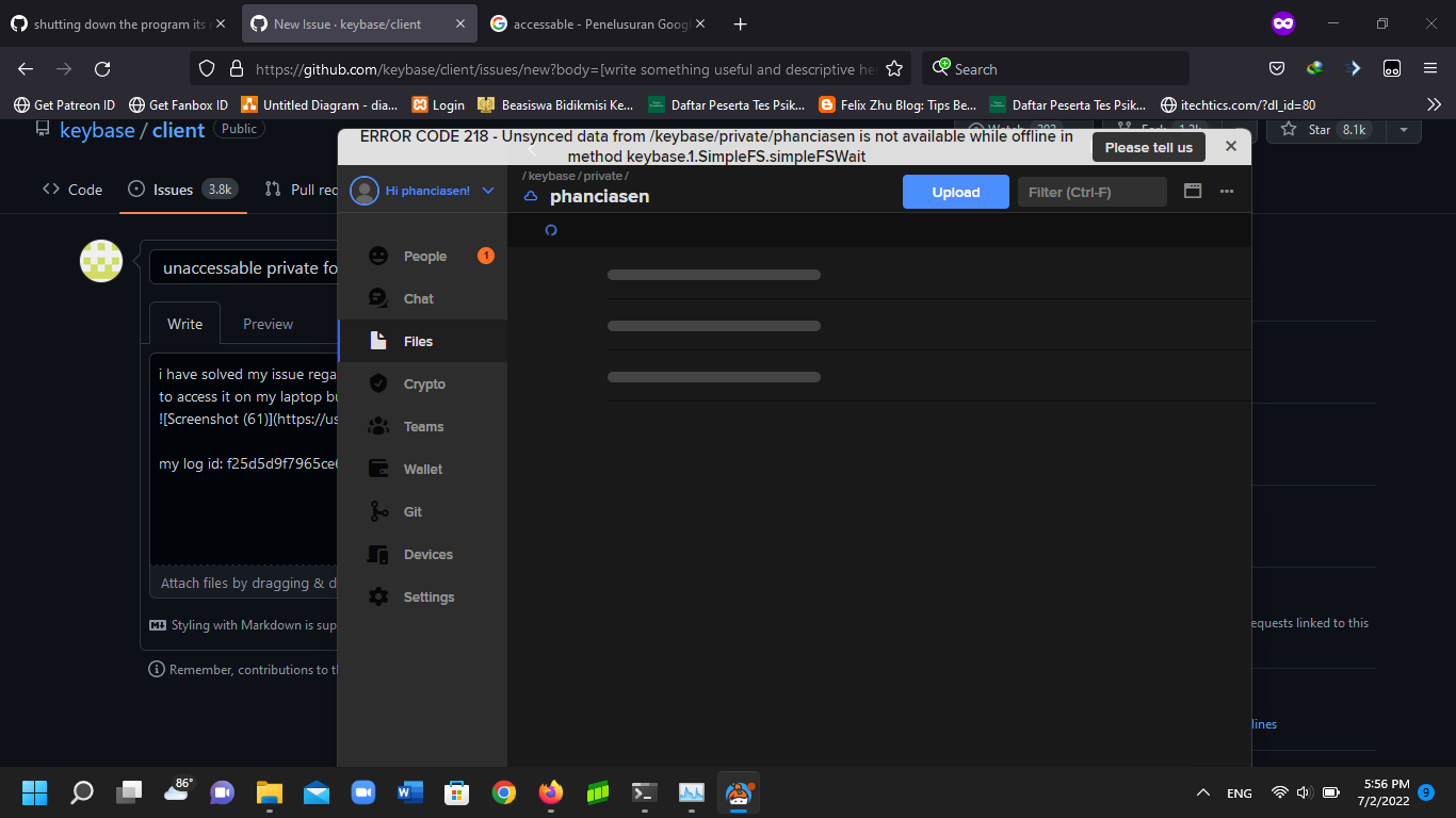 Unaccessible Private Folder · Issue 25103 · Keybaseclient · Github 