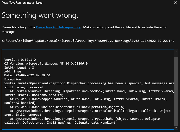 Something Went Wrong - Power Toys Run · Issue #20755 · microsoft ...
