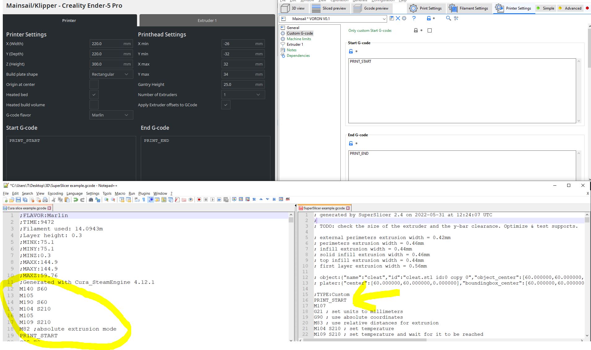 Cura Printer Settings Start G code Commands Are Overridden preceded 