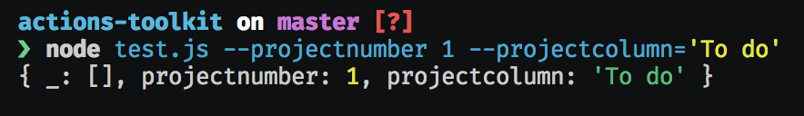 minimist argument as string with space breaking · Issue #81 · JasonEtco/actions-toolkit · GitHub