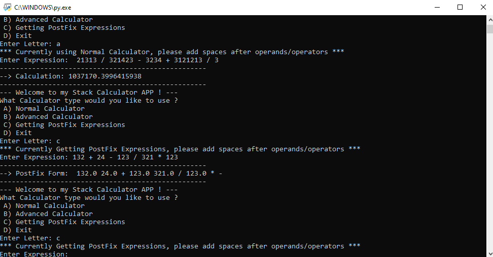 Github Omar Heshamrstack Based Calculator A Console Calculator App Using The Stack Data 