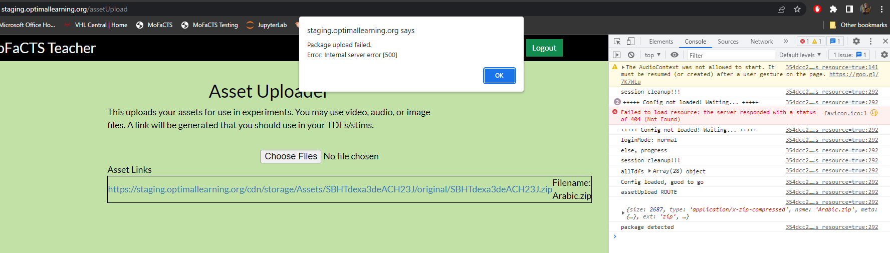 Error Message About Package Uploading · Issue #835 · memphis-iis/mofacts · GitHub