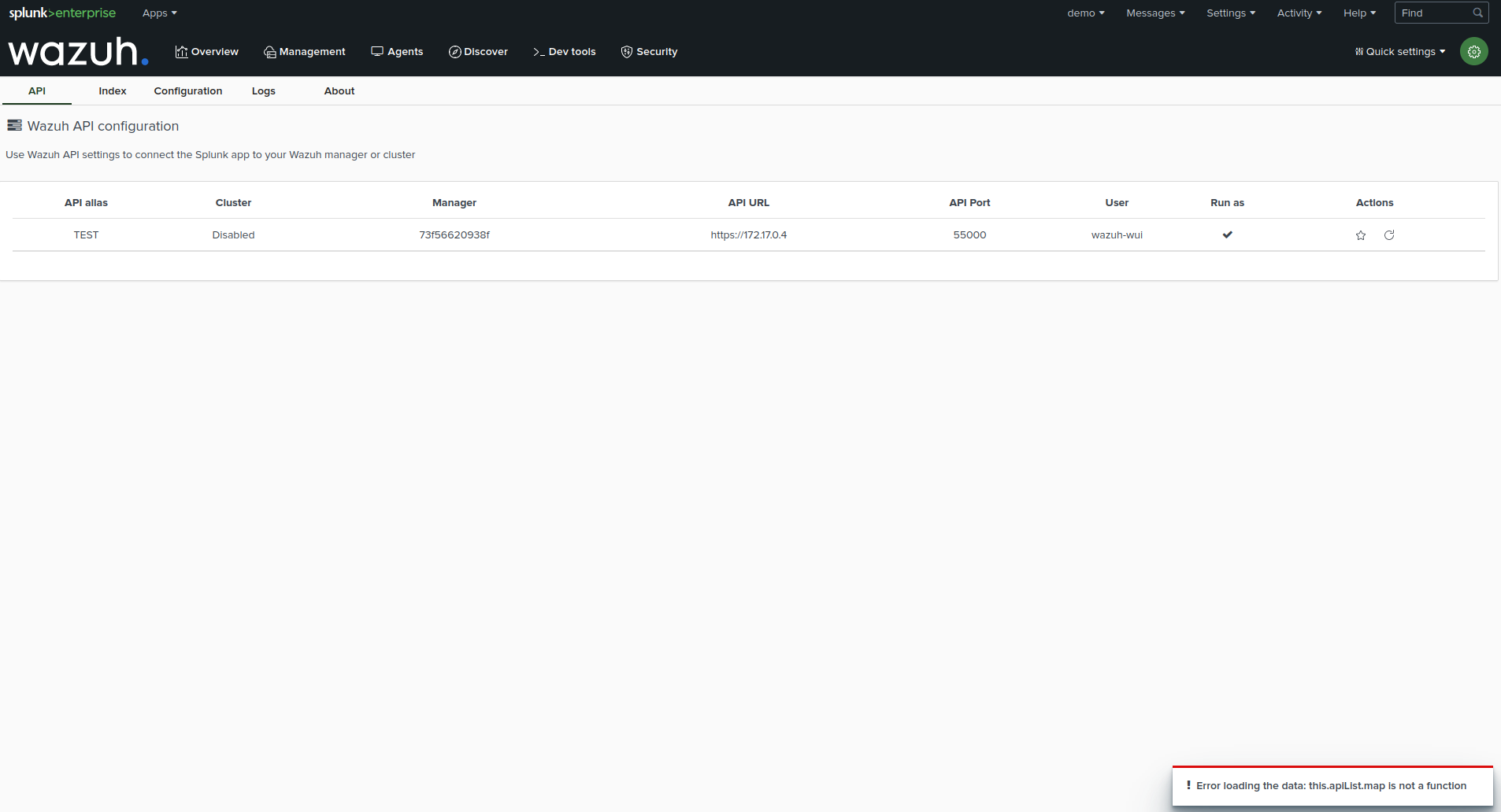 Error Loading The Data Thisapilistmap Is Not A Function · Issue 1301 · Wazuhwazuh Splunk