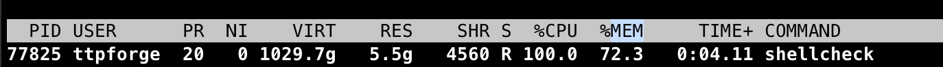 🚨 [BUG] - shellcheck OOMs when run thru pre-commit · Issue #81 · facebookincubator/TTPForge · GitHub