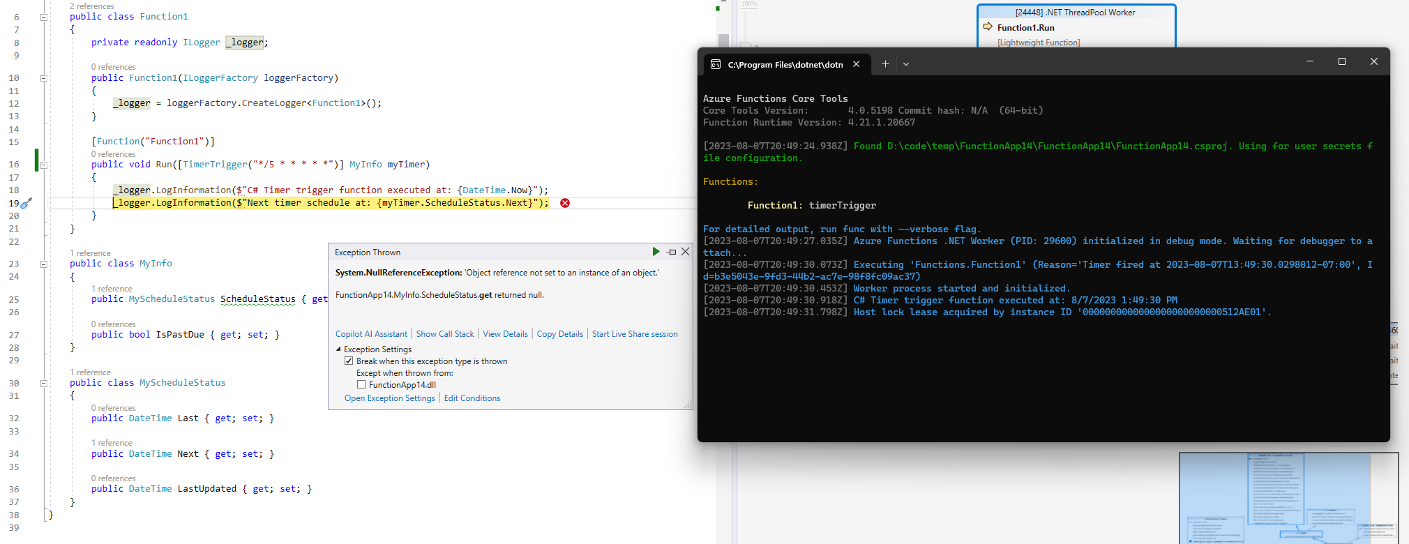 Timer Trigger Template Fails With Null Ref With Frequent Timer · Issue 1807 · Azureazure
