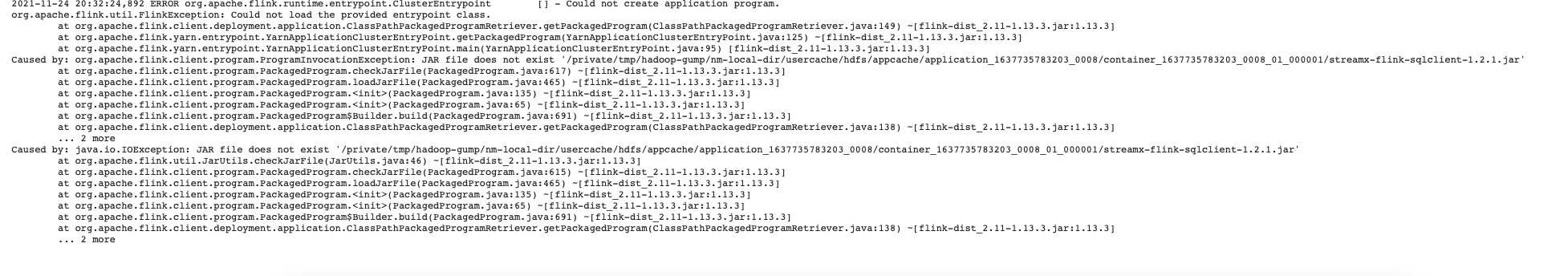 [Bug] yarn 提交任务 报错找不到 streamx-flink-sqlclient-1.2.1.jar · Issue #468 · apache/streampark · GitHub