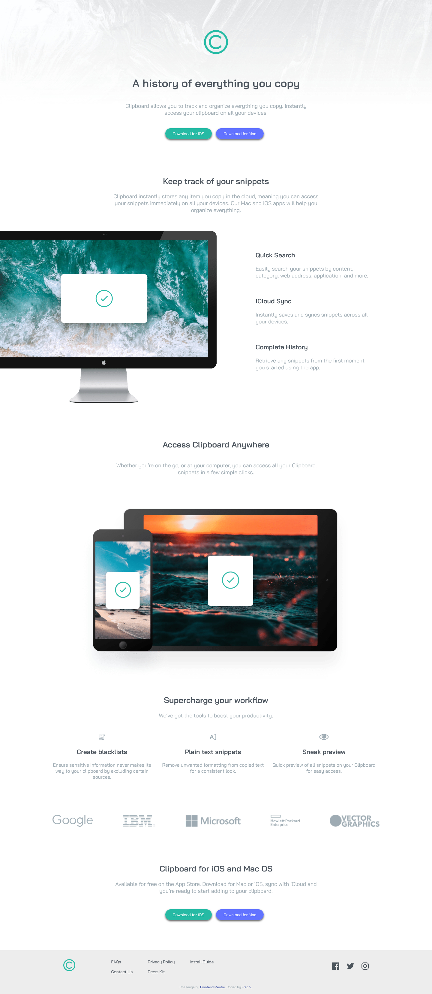 GitHub - fredvillan/frontendmentor-Clipboard-landing-page