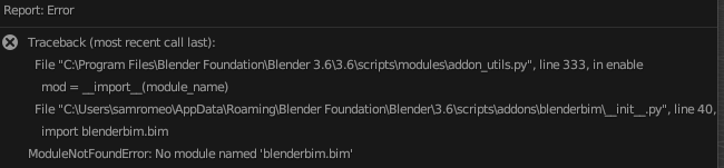 Blenderbim Addon Error · Issue #3807 · IfcOpenShell/IfcOpenShell · GitHub