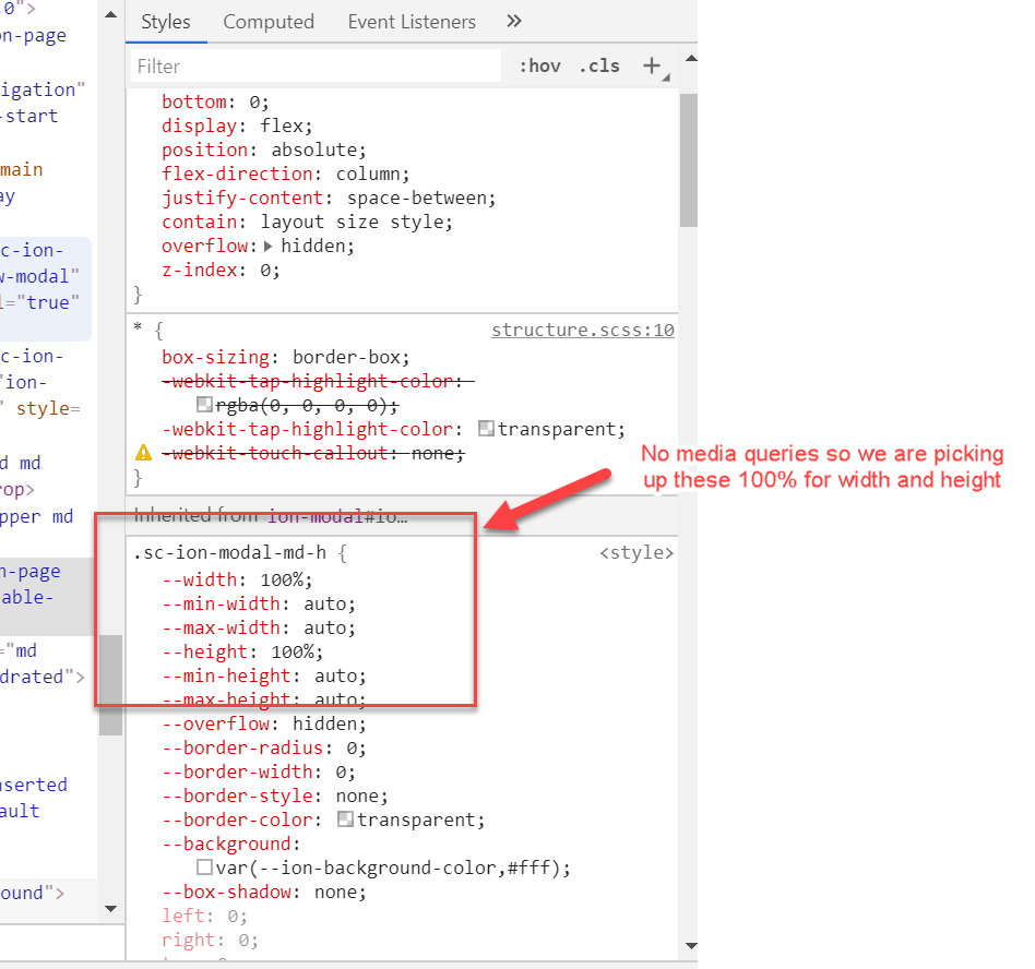 When the keyboard is invoked for the search box on Android, and iOS, the modal goes to full ...