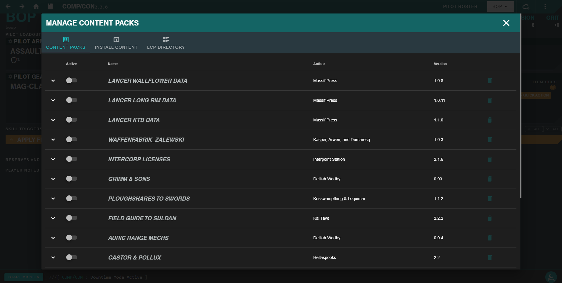 [BUG] Down time actions remain when the content pack is deactive ...