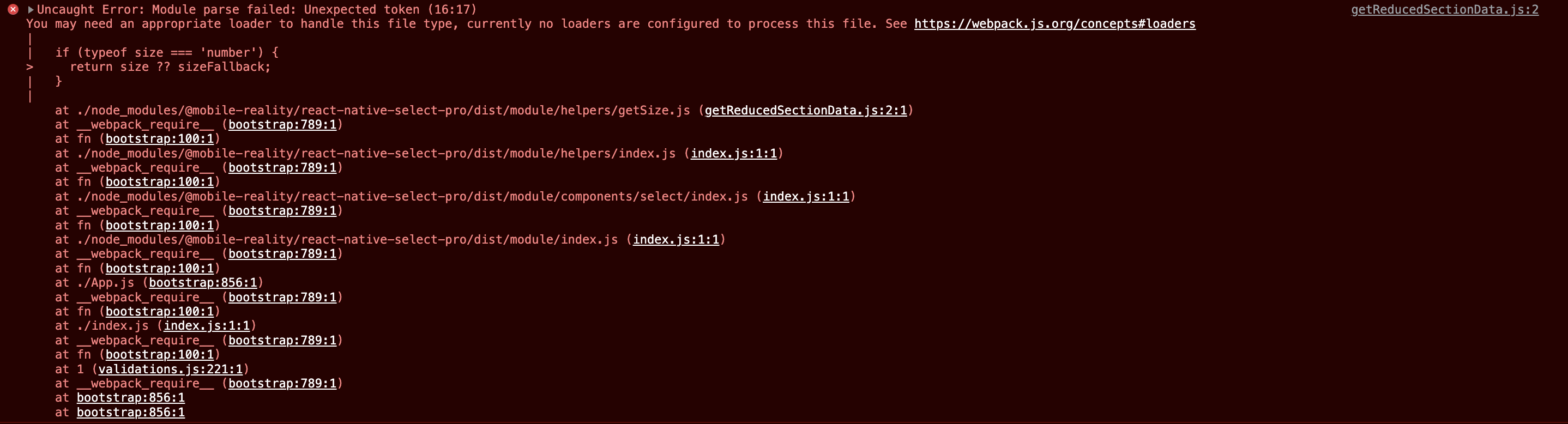 [BUG] Wepack Loader resolution · Issue #139 · MobileReality/react-native-select-pro · GitHub