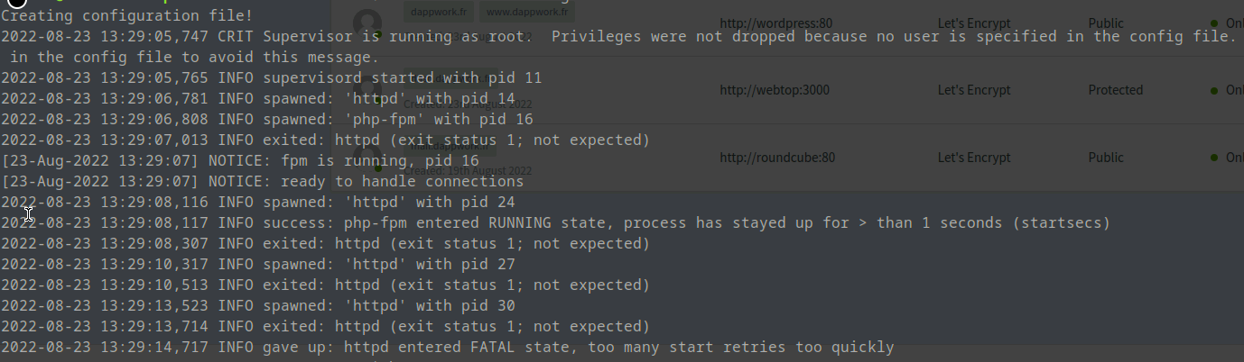 php-fpm 'httpd entered FATAL state, too many start retries too quickly' · Issue #908 · Leantime ...